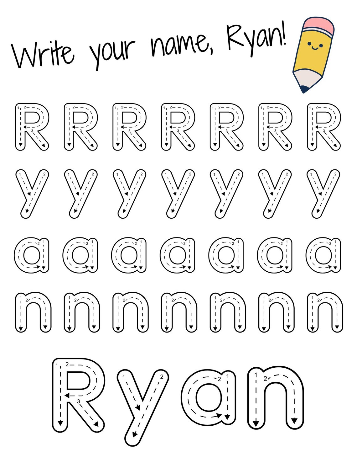 Personalized - Learn to Write Your Name Worksheets for Preschoolers - Etsy