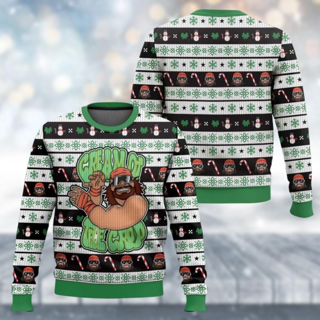 The Cream of the Crop Macho Man Ugly Sweater, Randy Savage Sweater Men, Funny Christmas Sweater ...