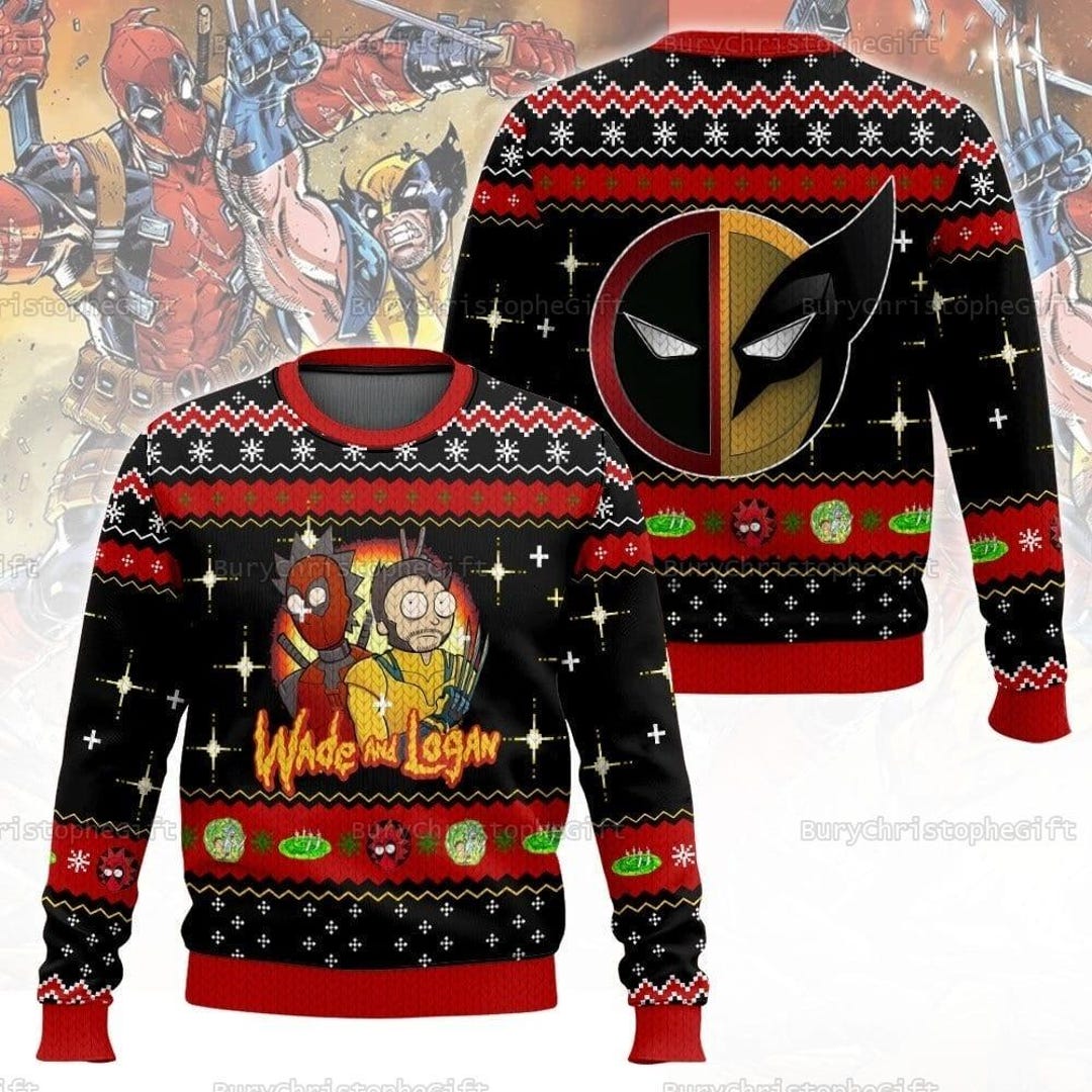 Rick and Morty in Deadpool Multiverse Ugly Sweater, Deadpool 3 Movie ...