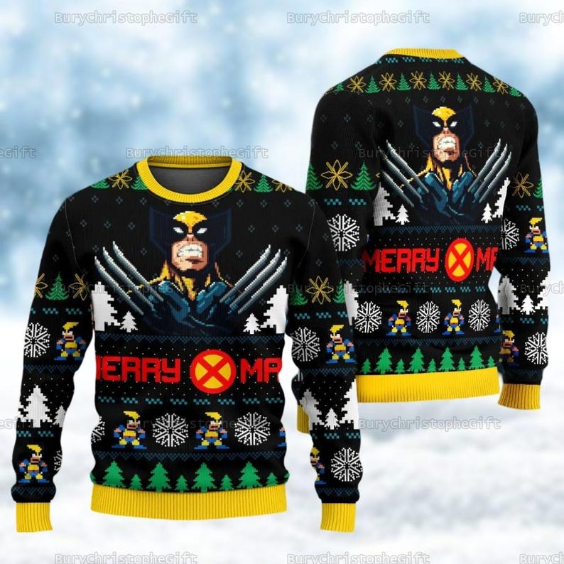 Santa Claws Wolverine Marvel Ugly Sweater Party, the Wolverine Ugly ...