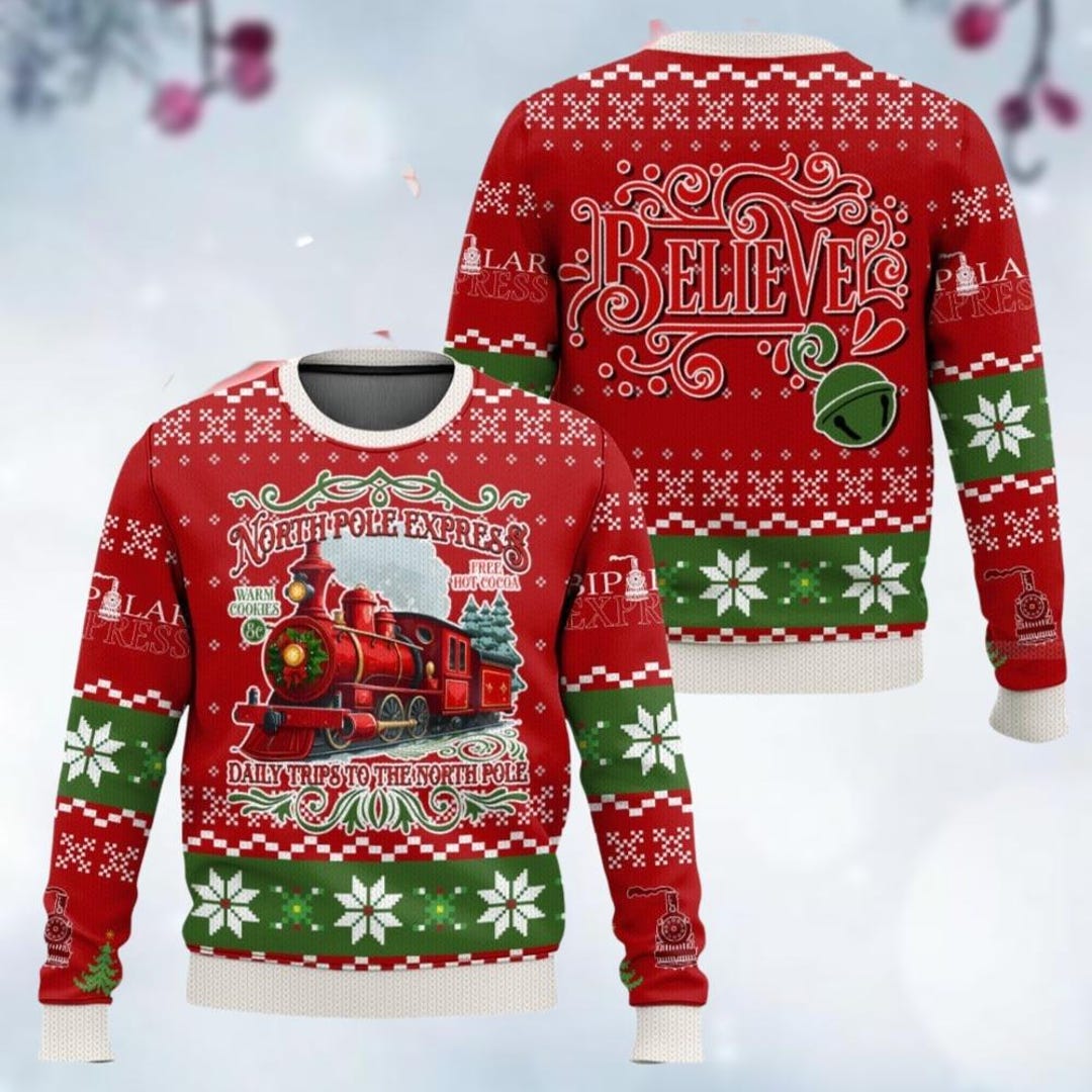 The Polar Express Ugly Christmas Sweater, North Pole Express Woman ...