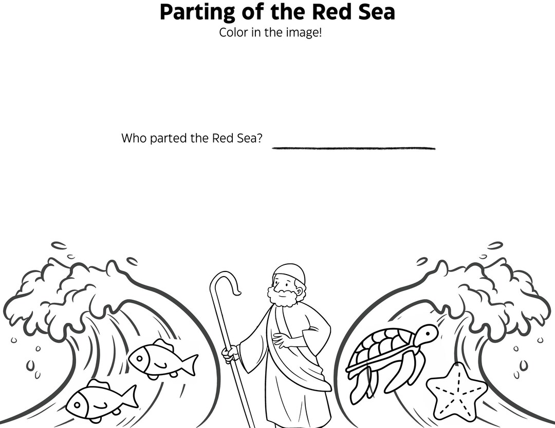 Parting of the Red Sea Coloring Page - Etsy