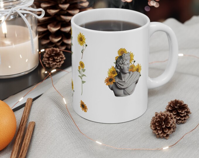 Apollo Latte Mug, Black and White Coffee Cup, Greek God of Music and ...
