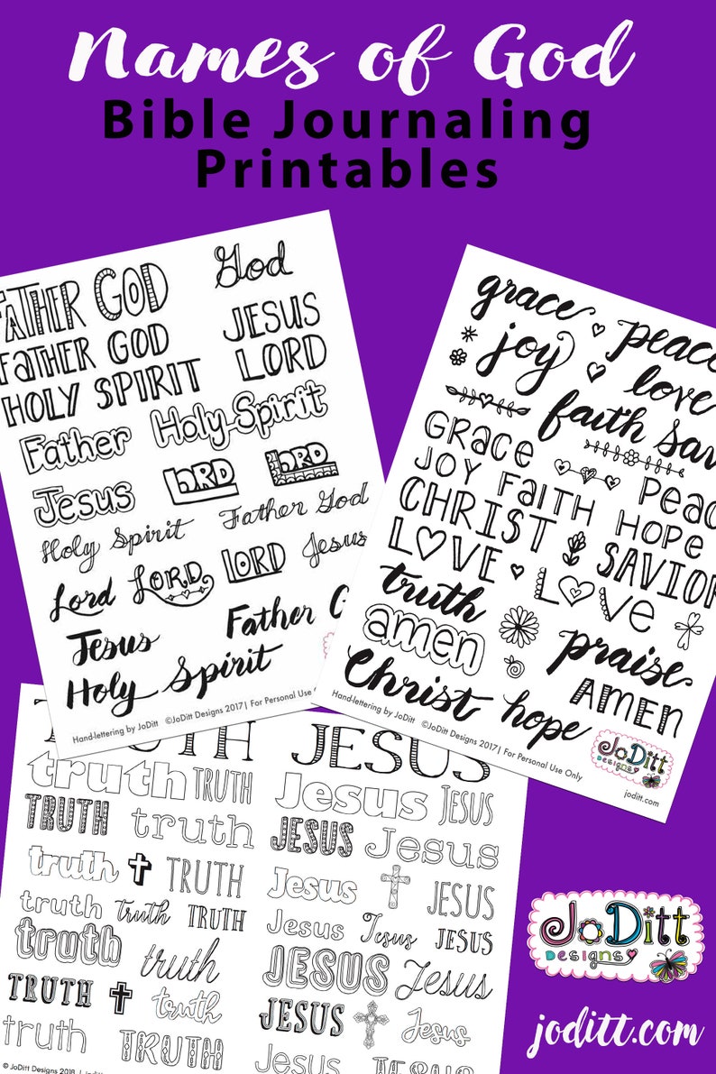 Names of God Bible Journaling Printables, Handlettering Practice Sheets ...