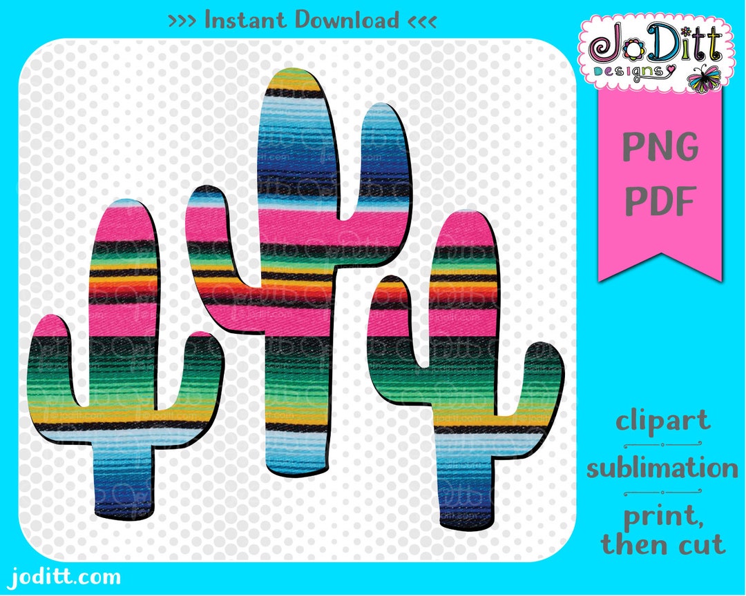 Serape Cactus Clipart PNG, PDF - Boho Cactus, Saguaro Cactus, Boho ...