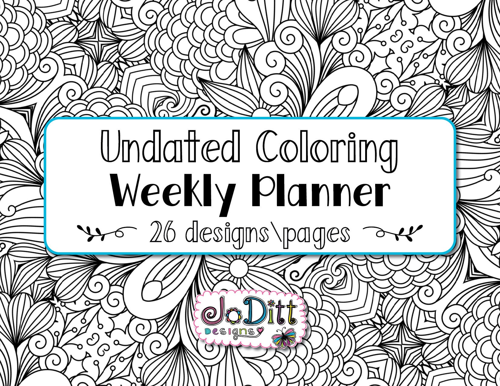 Undated Weekly Planner Printable Coloring Calendar 26 Pages Landscape ...