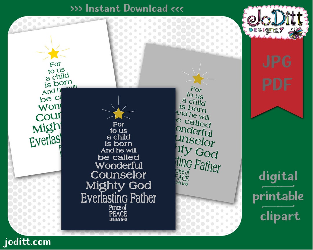 For Unto Us a Child is Born - Christmas Scripture, Bible Verse Wall Art ...