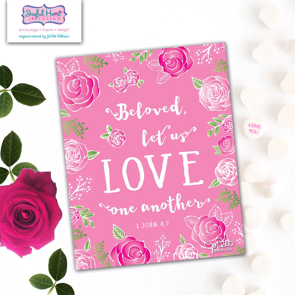 Love Scripture Art Printable - Let Us Love One Another 1 John 4 Bible ...