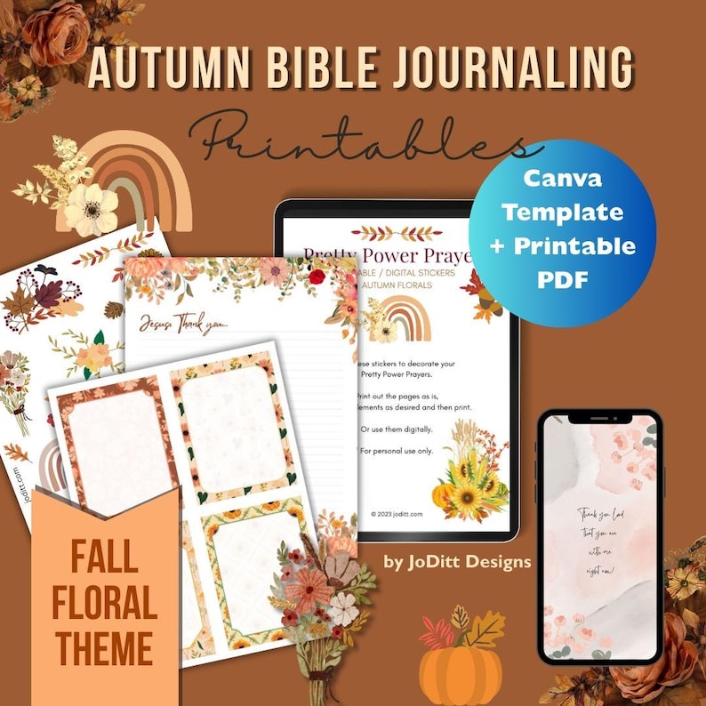 Autumn Harvest Faith Journaling Printable Journal Cards Digital Bible ...