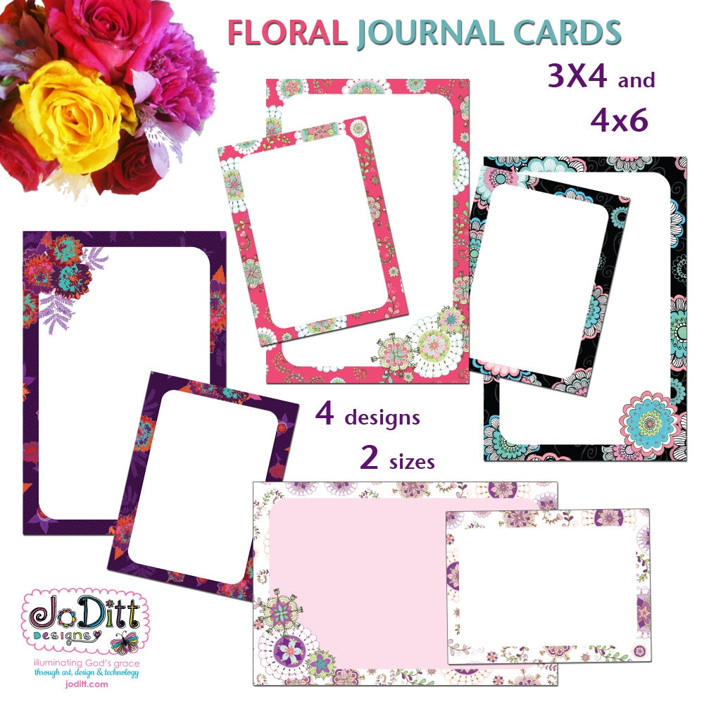 Floral Printable Journal Cards, Scripture Memory Cards, Project Life ...