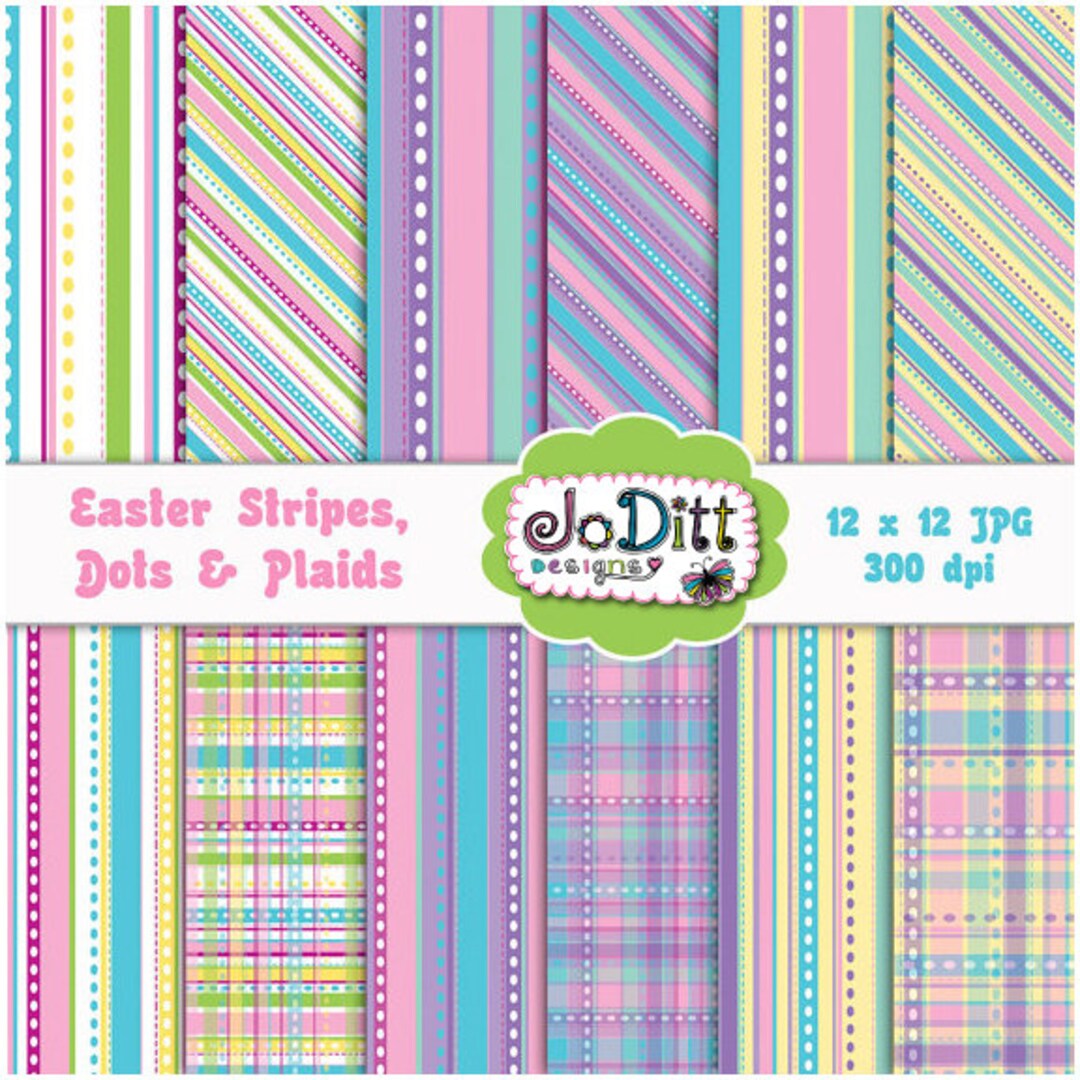 12 Pack Easter Plaid Digital Paper Pack Easter Digital Background ...