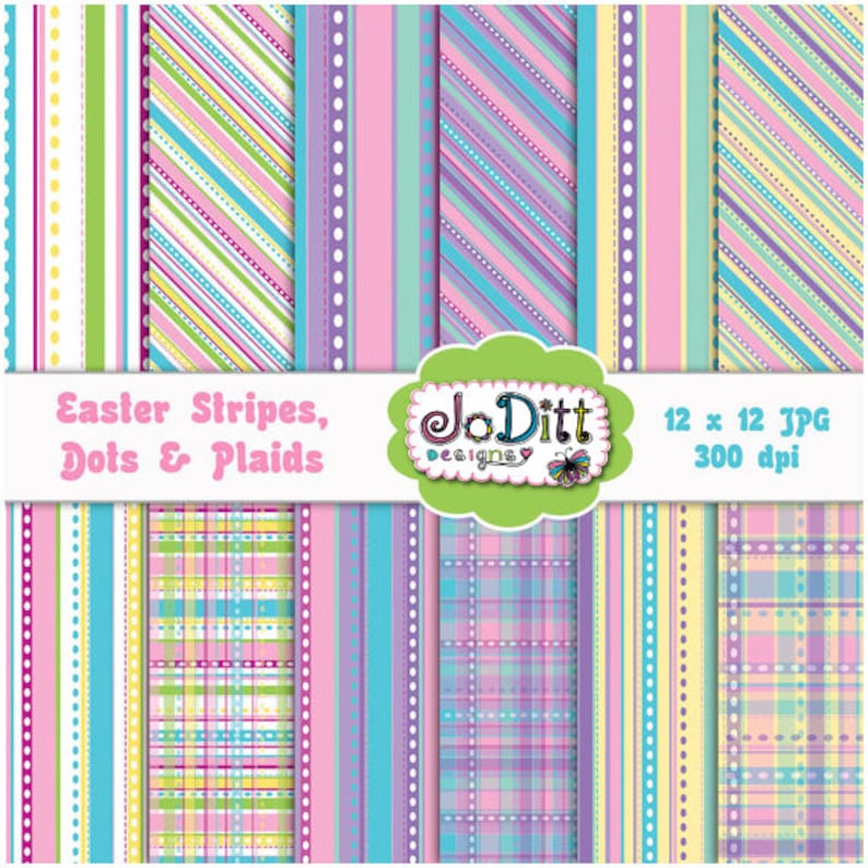 12 Pack Easter Plaid Digital Paper Pack - Easter Digital Background ...