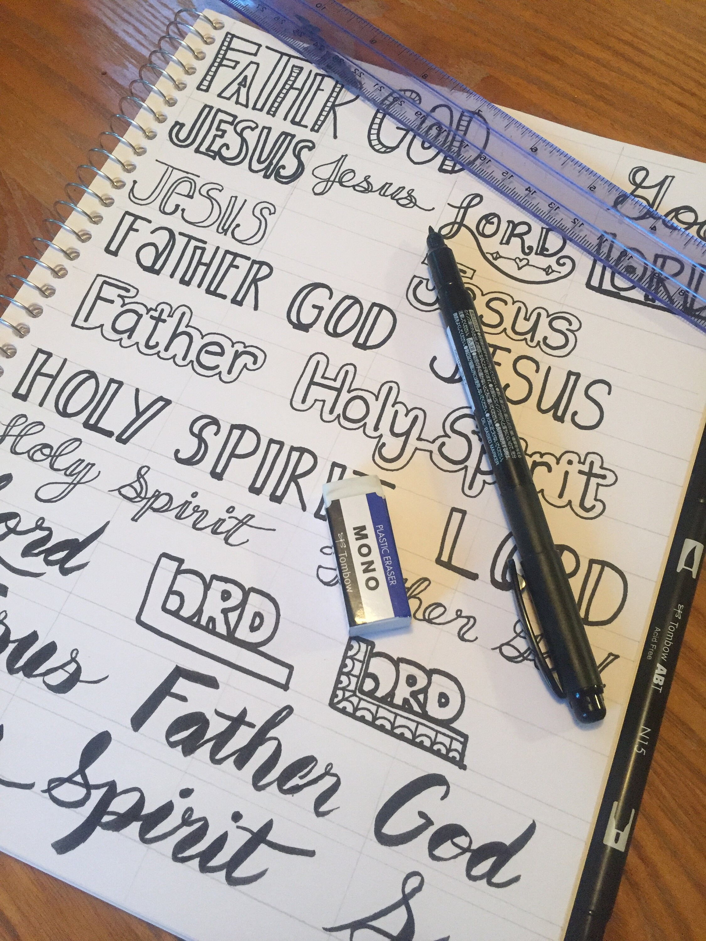 Names of God Bible Journaling Printables, Handlettering Practice Sheets ...