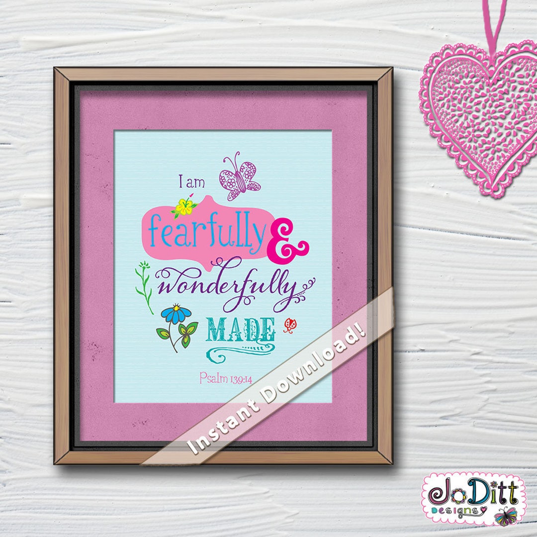 Fearfully and Wonderfully Made, Psalms 139, Girl Nursery Decor, Bible ...