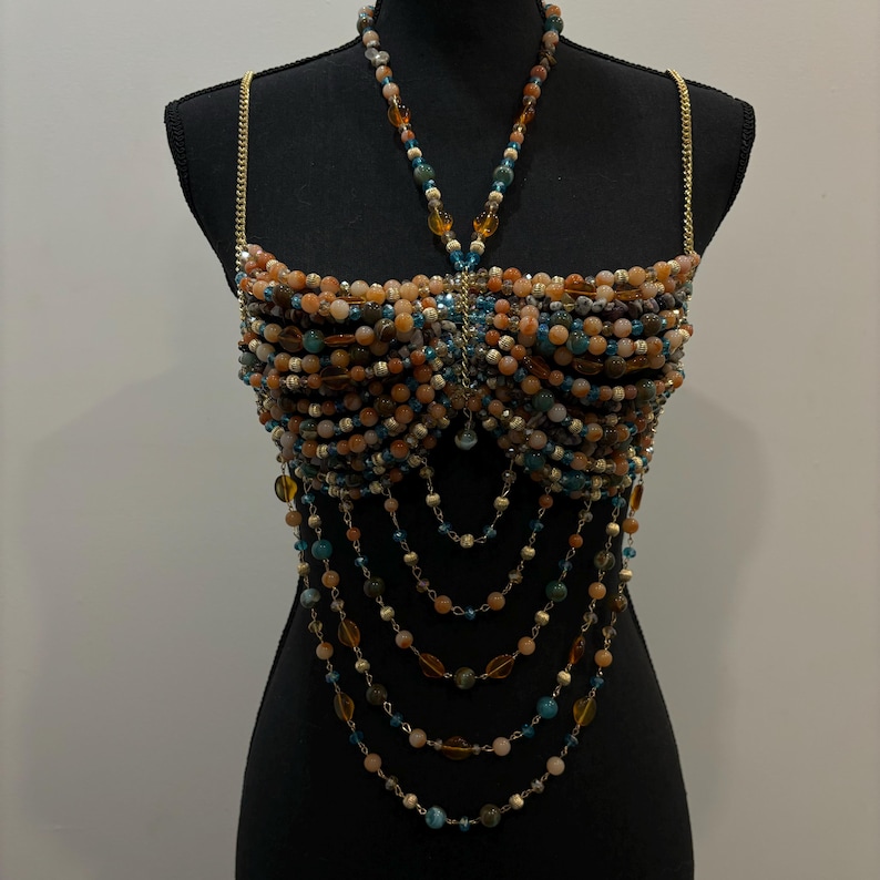 Handmade Beaded Top , Crystal Top , Chain Top, Cover Up, Beach Wear ...
