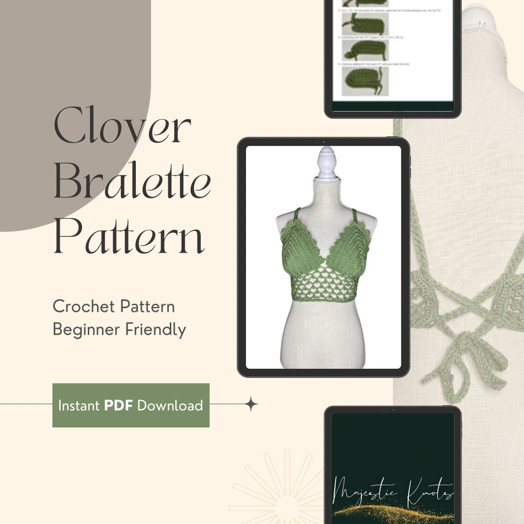 Crochet Pattern: Clover Bralette/instant Download/pdf/cropped/beginner ...