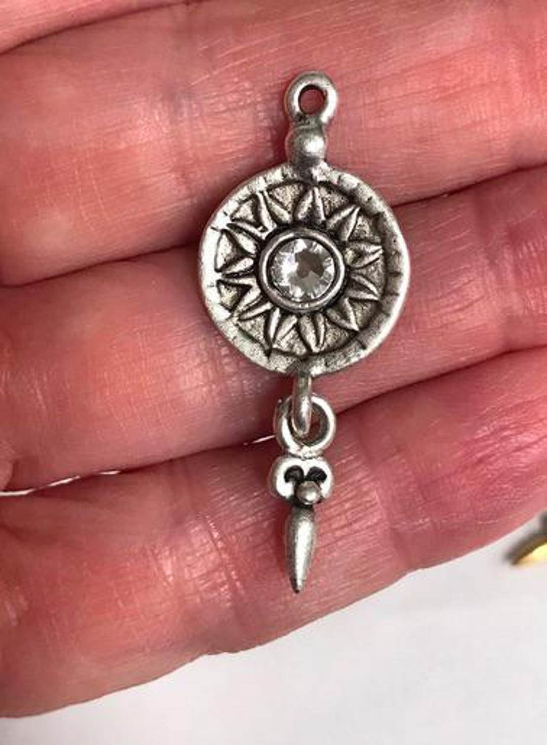 Flower Sun Catcher Drop Pendant Altered Art Supplies Jewelry Antique ...