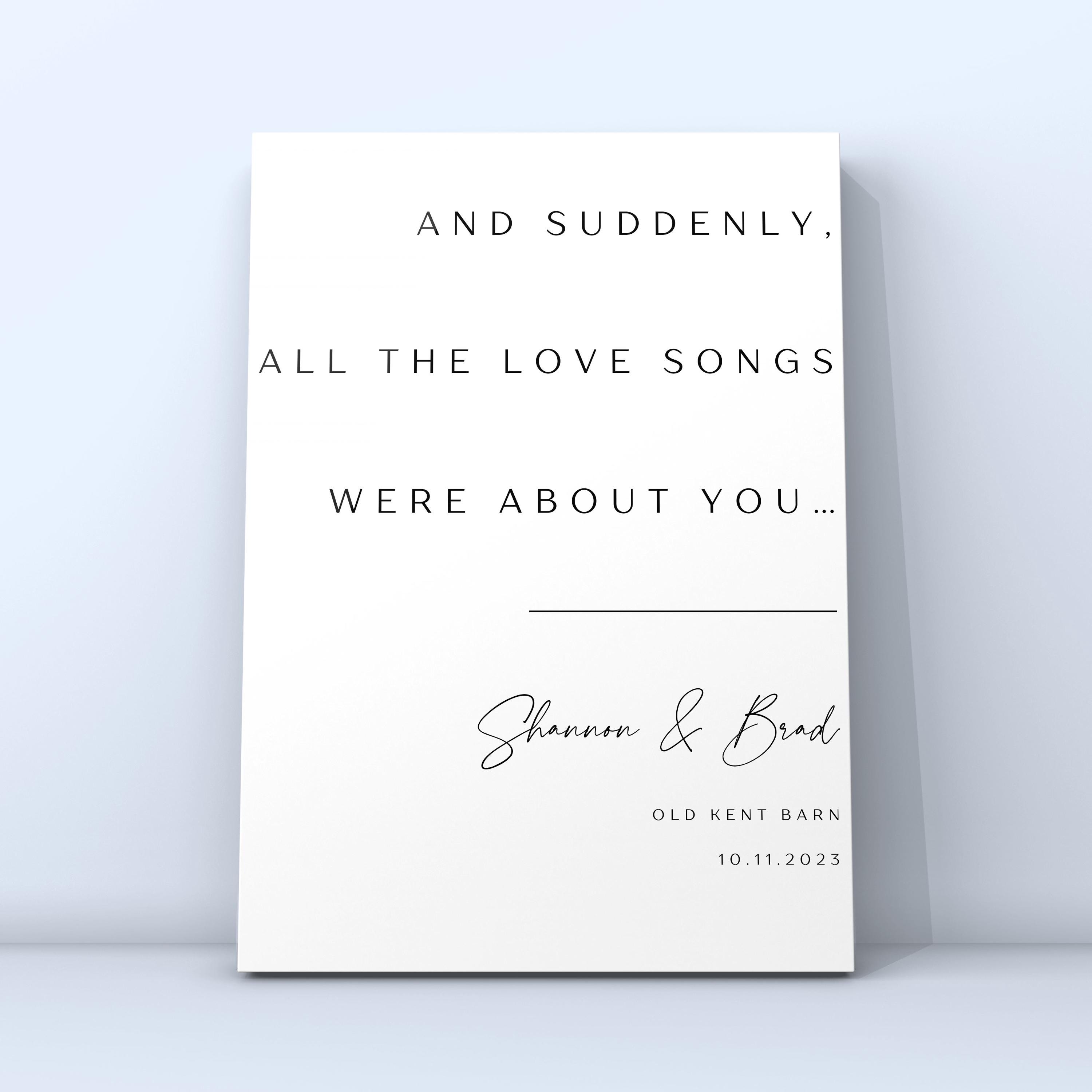Personalised Wedding Welcome Sign: 'all the Love Songs' Print - Etsy