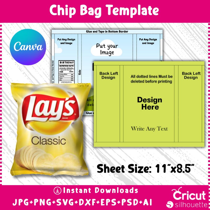 7 Party Favor Template Bundle, Chip Bag Template, Chocolate Bar , Water ...