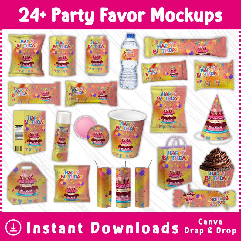 24 Party Favor Mockups Bundle , Party Favor Mockup Bundle, Chip Bag ...