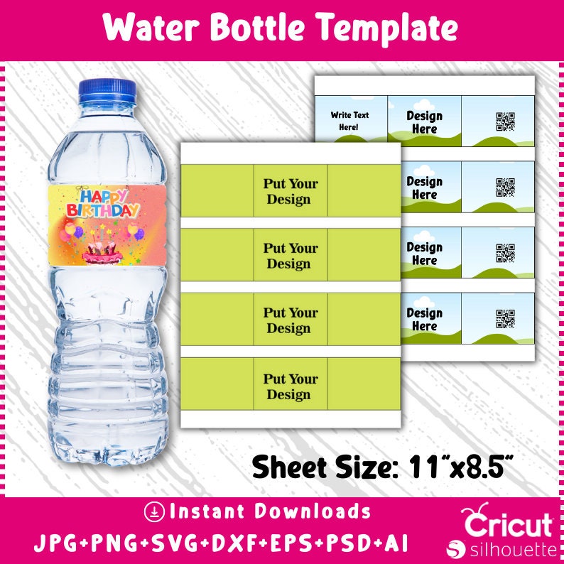 7 Party Favor Template Bundle, Chip Bag Template, Chocolate Bar , Water ...