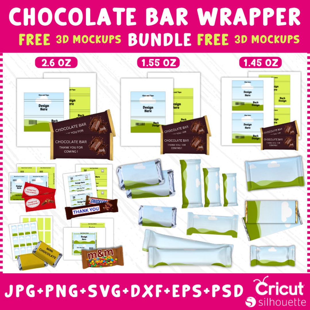Chocolate Bar Template Bundle, Chocolate Wrapper Label Template, Candy ...