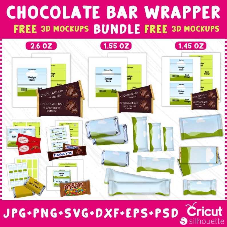 Chocolate Bar Template Bundle, Chocolate Wrapper Label Template, Candy ...