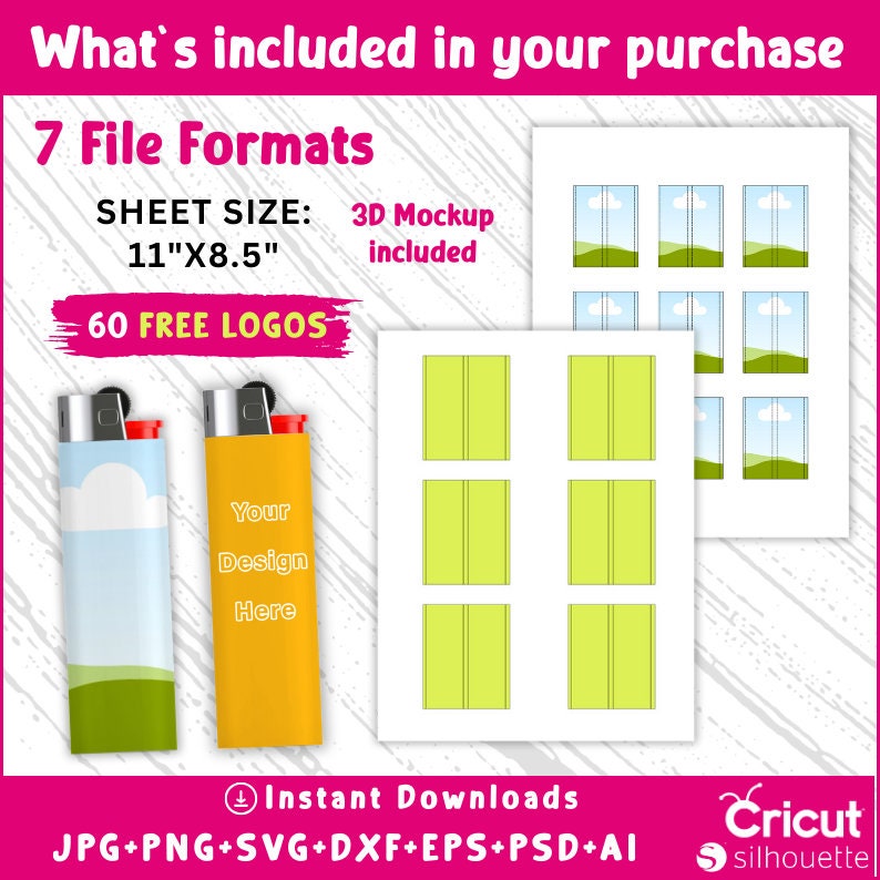 Lighter Label Template, Lighter Wrapper Template, Sublimation Template ...