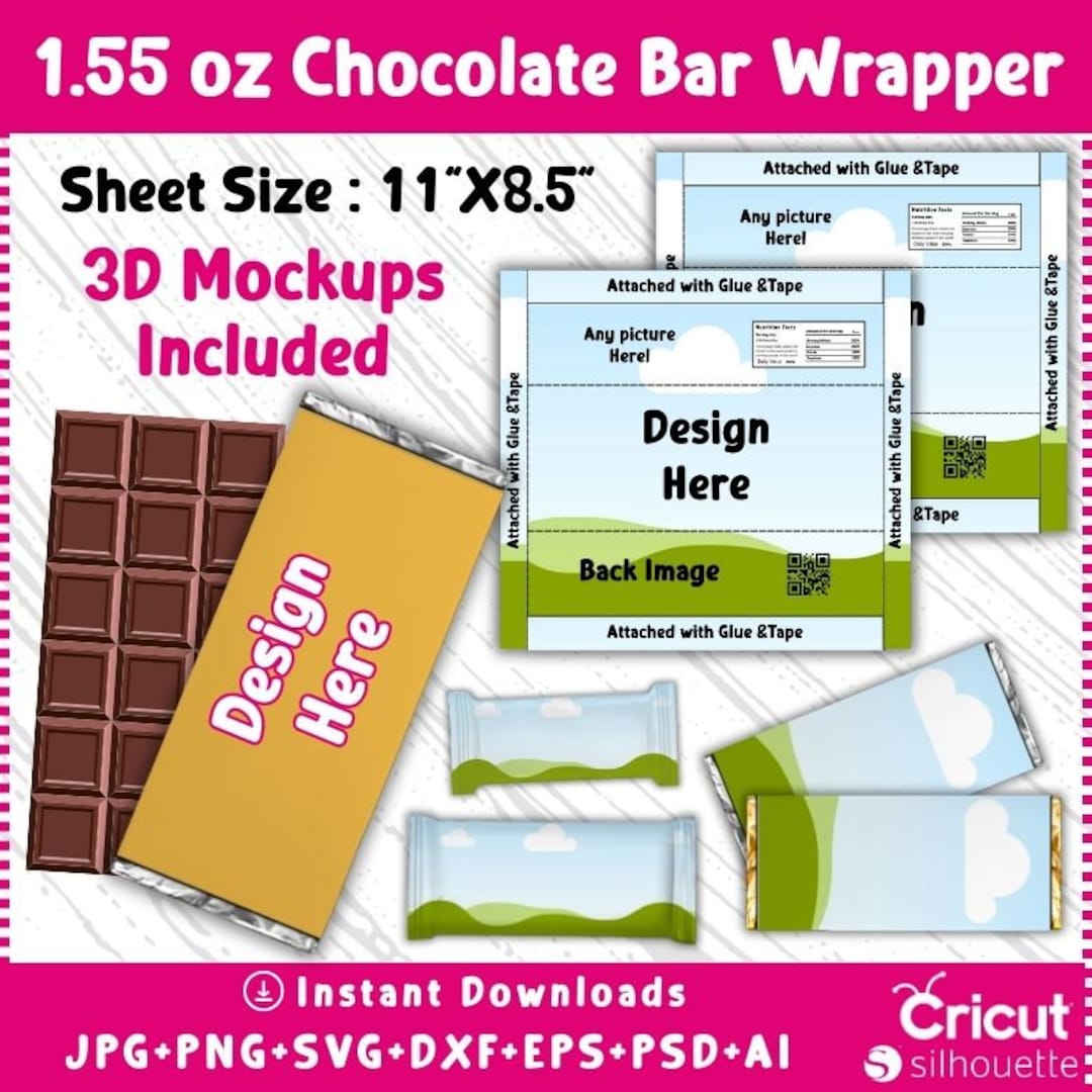 Chocolate Bar Wrapper Template, Chocolate Wrapper Label Template, Candy ...