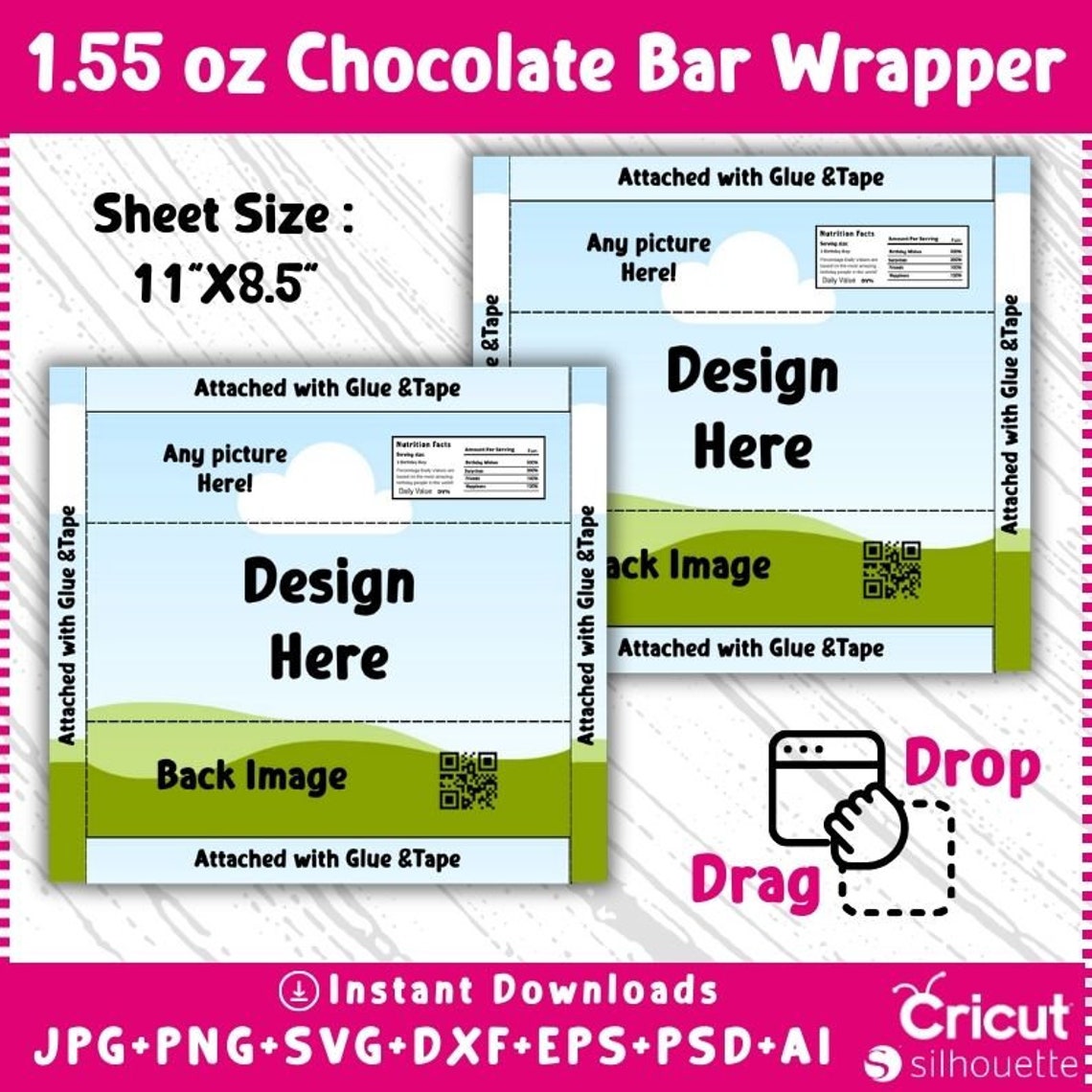 Chocolate Bar Wrapper Template, Chocolate Wrapper Label Template, Candy ...