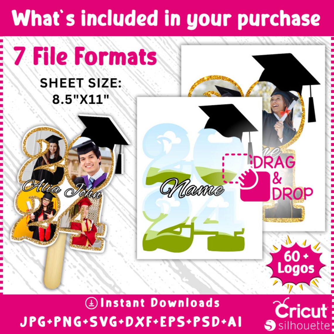 Graduation Paddle Fan Template, Graduate Fan Paddle Fram, Grad Fan 2024 ...