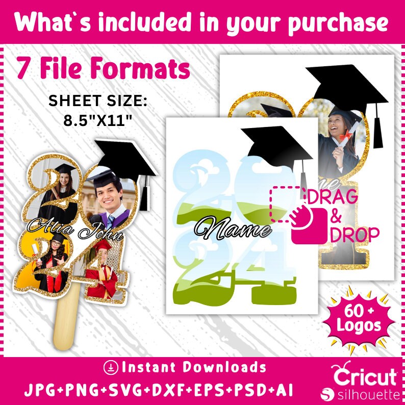 Graduation Paddle Fan Template, Graduate Fan Paddle Fram, Grad Fan 2024 ...