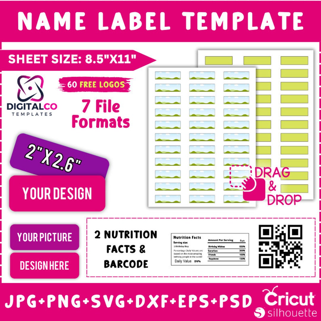 Name Label Template Svg, Blank Name Template, Printable Name Tag Label ...