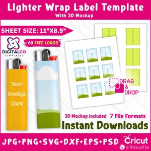 Lighter Label Template, Lighter Wrapper Template, Sublimation Template ...