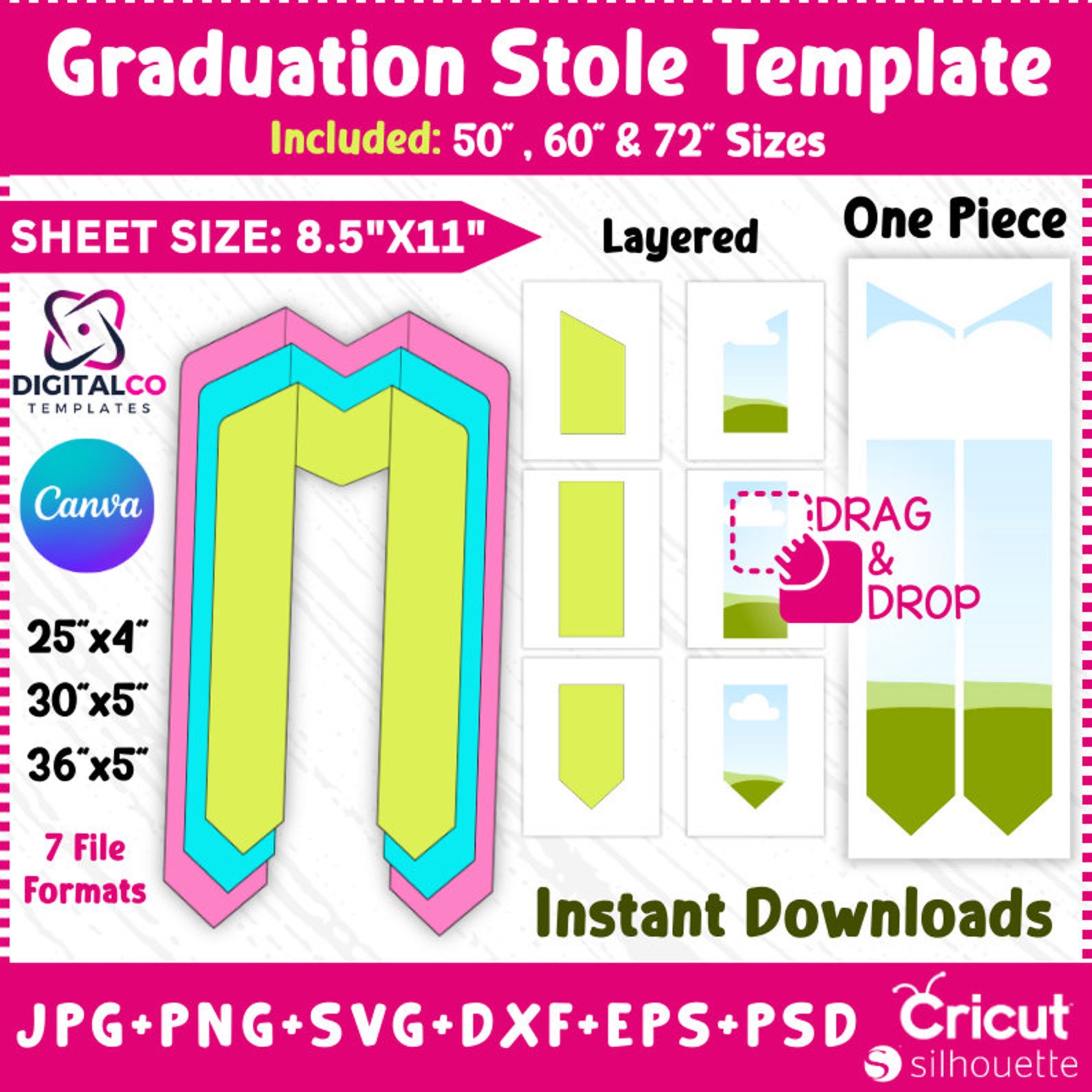 Graduation Stole Template, Stole Template, Graduation Stole Svg ...