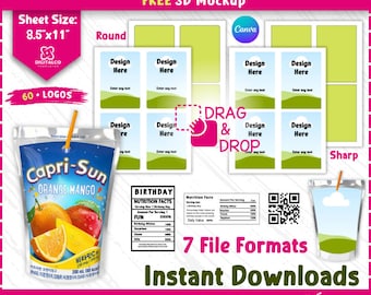 Caprisun Template Svg, Juice Pouch Label, Custom Caprisun Label, Blank ...