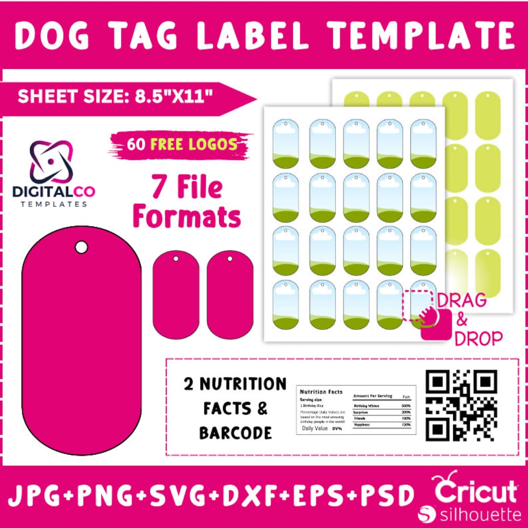 Dog Tag Label Template, Dog Tag Templates, Dog Tag Sublimation ...