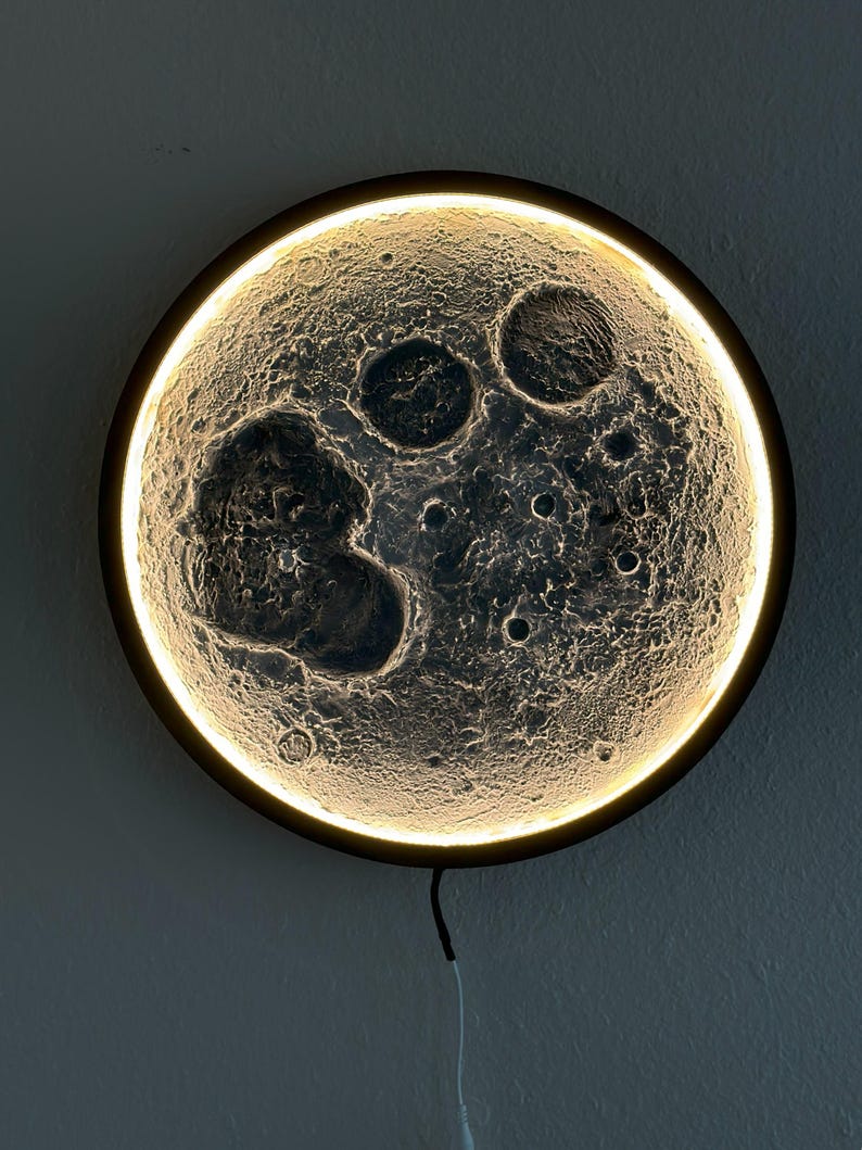 Moon Night Light| Moon Wall Lamp |moon Texture Art | Textured Moon ...