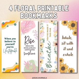 Printable Bookmarks for Book Lovers, Floral Design, Born to Read ...