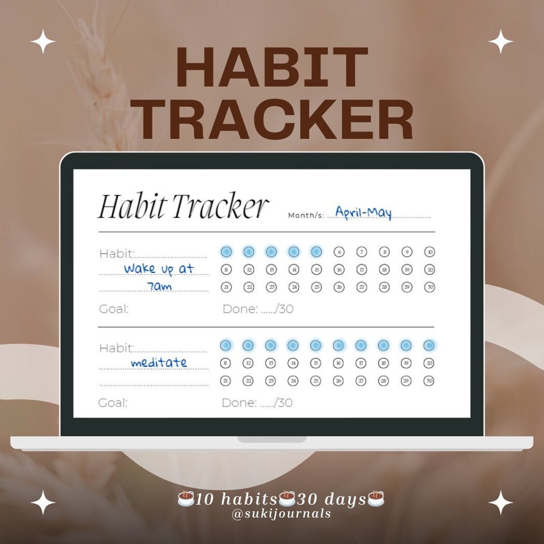 Habit Tracker, Digital 30-day Habit Tracker, Atomic Habits Self Care ...