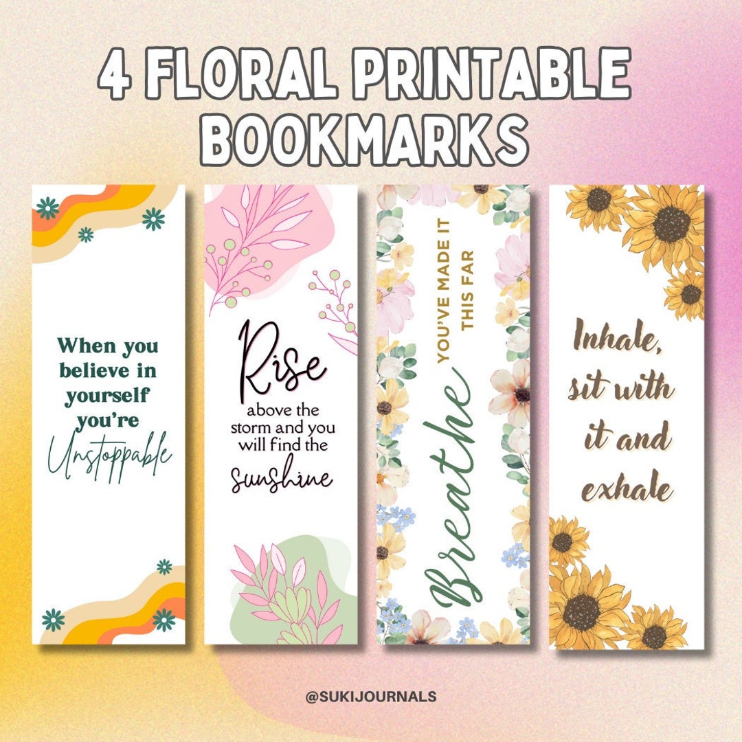 Printable Bookmarks for Book Lovers, Floral Design, Born to Read ...