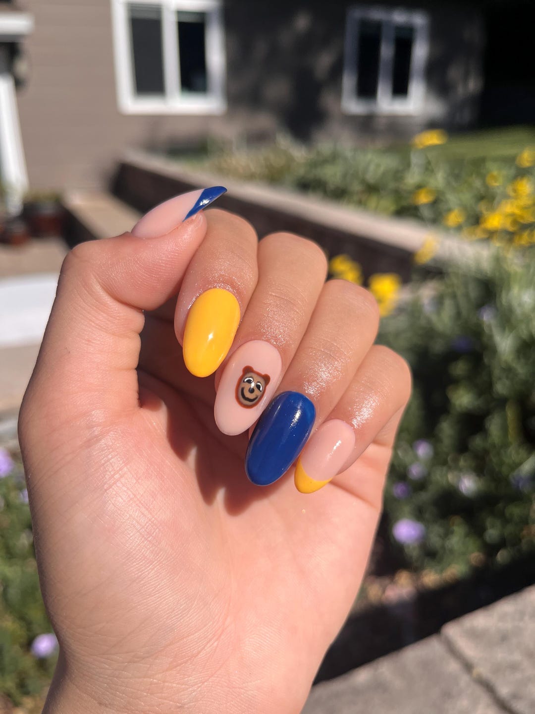 CAL Bear Oski Nails, College Graduation Nails, Short UC Berkeley Almond ...