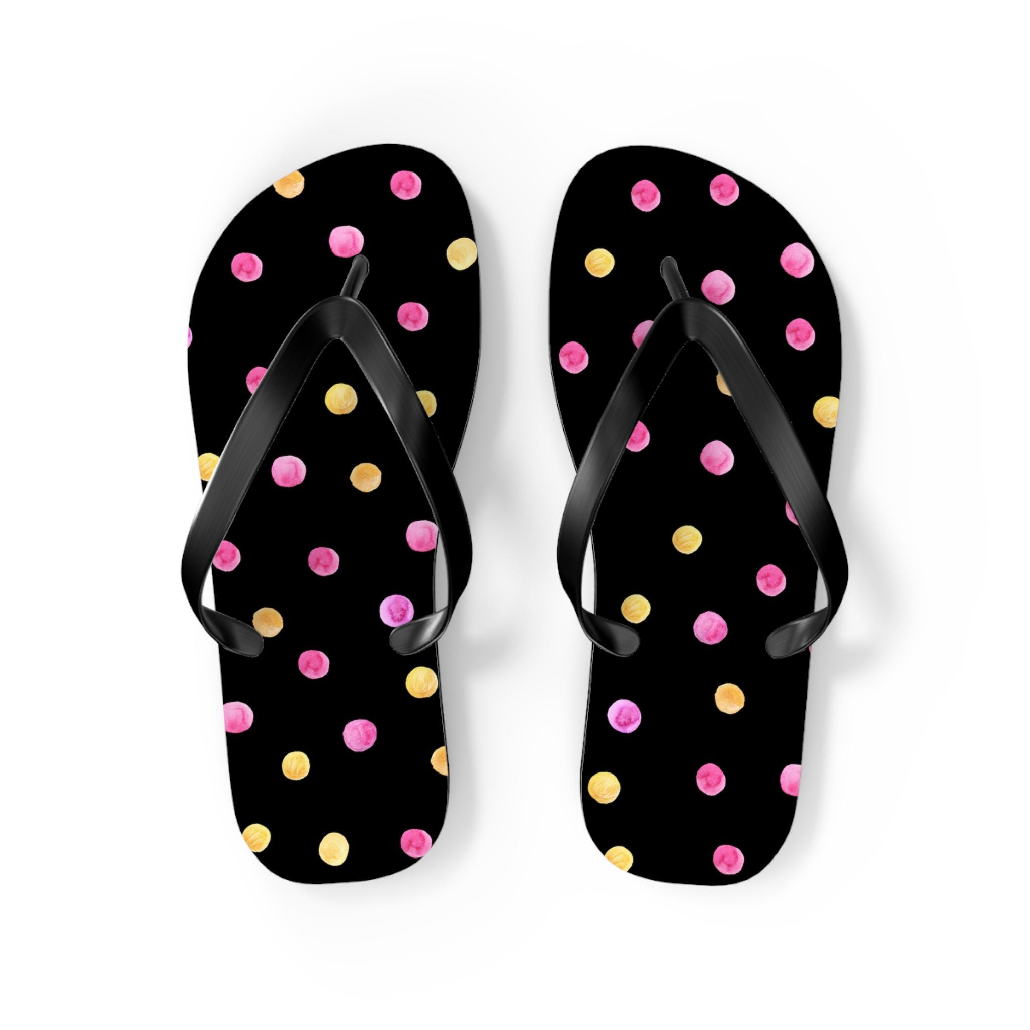 Dripping Dots Flip Flops Black - Etsy