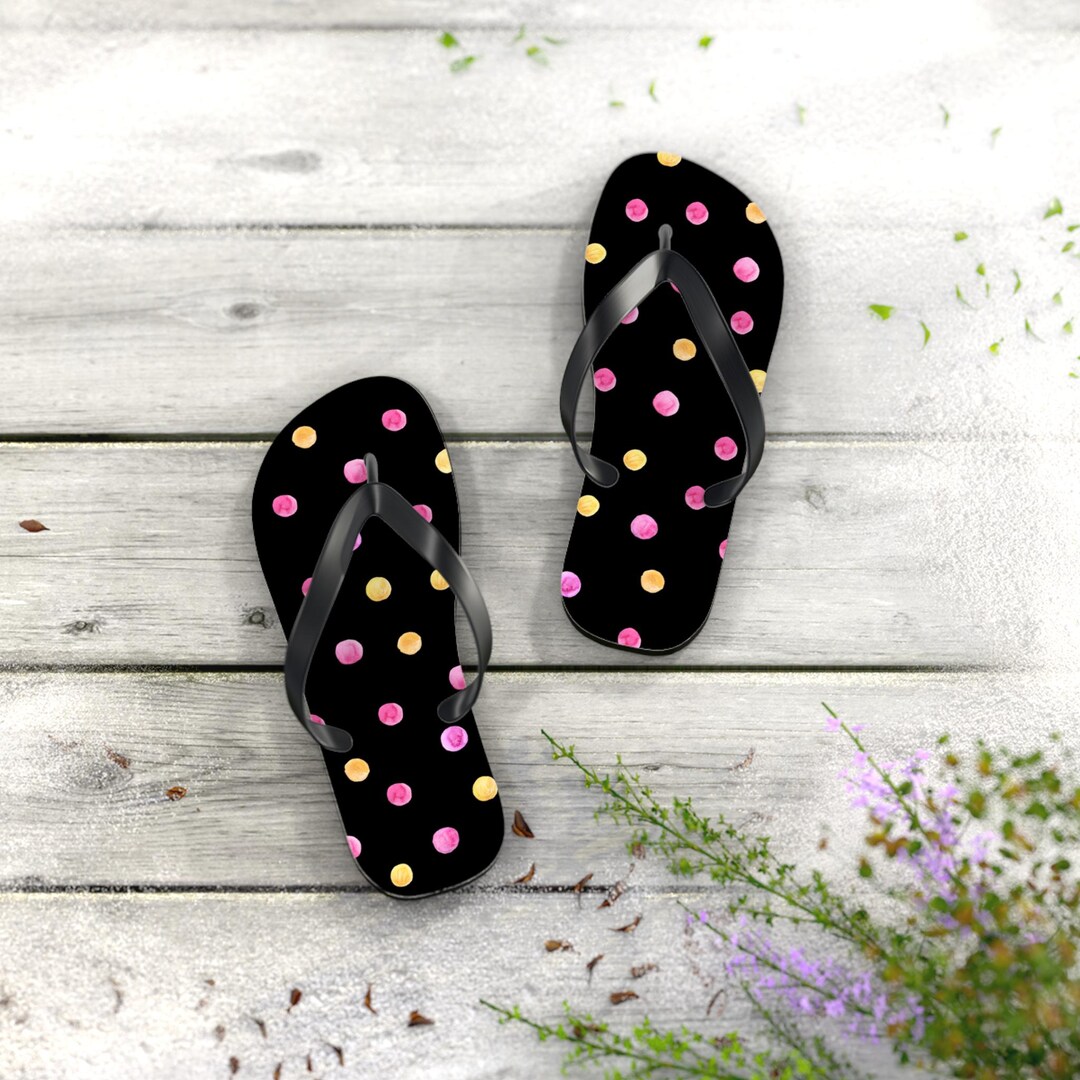 Dripping Dots Flip Flops Black - Etsy