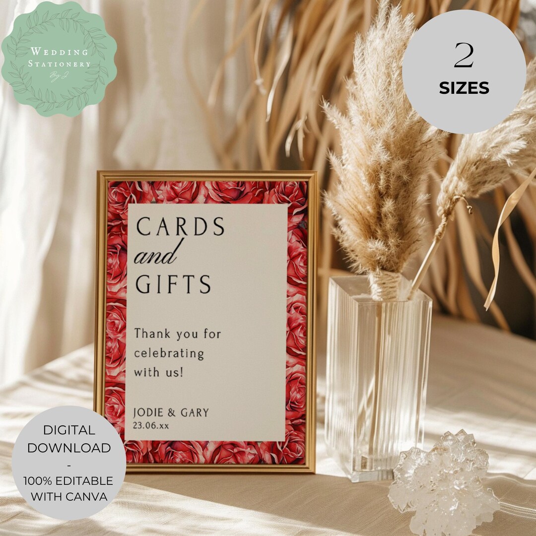 Editable Cards and Gifts Sign Printable, Modern Minimalist Wedding ...