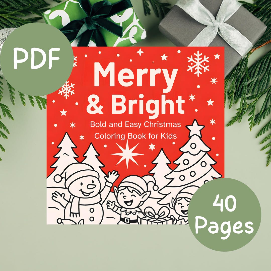 Merry & Bright Christmas Coloring Book, Bold and Easy Stuff, CH001 - Etsy