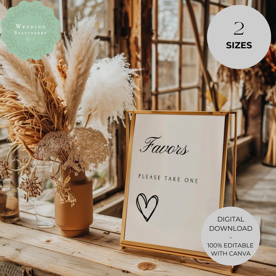 Grab A Favor Sign, Template, Favors Sign, Help Yourself, Modern ...