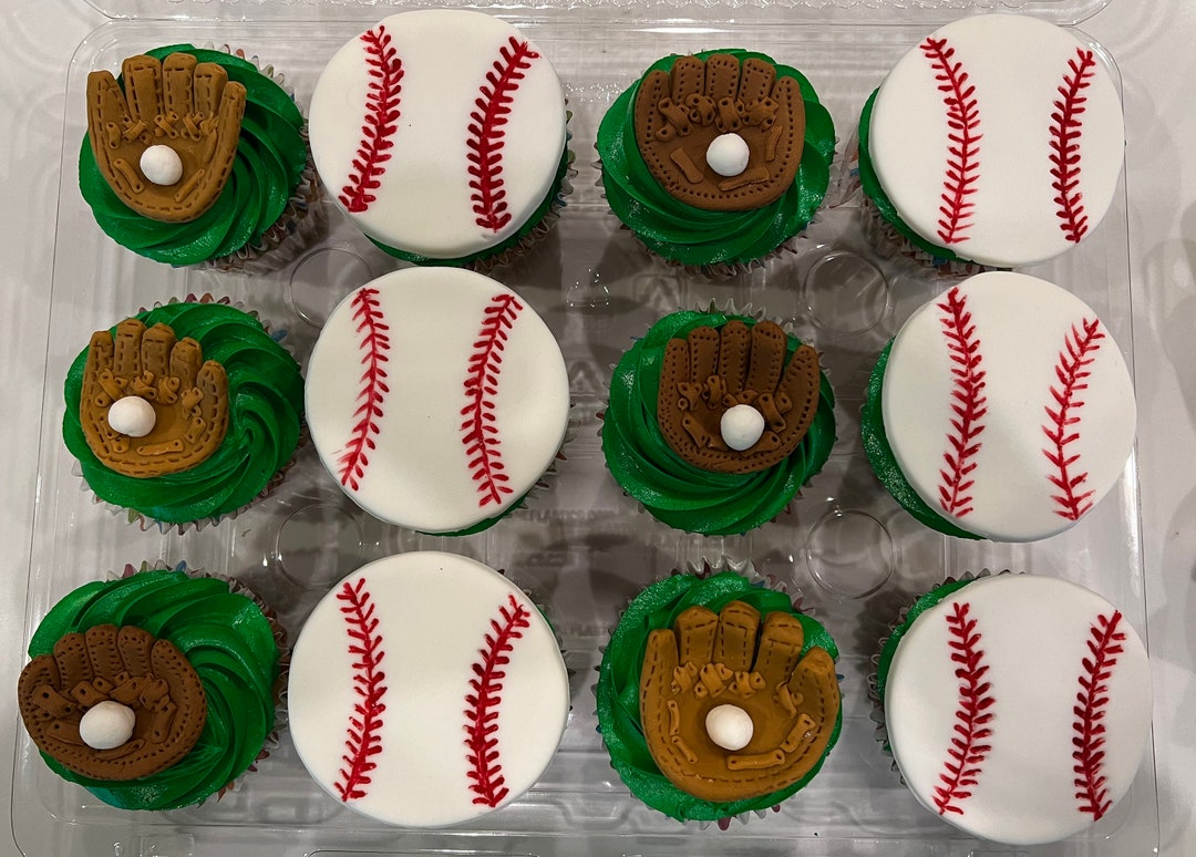 Baseball Fondant Cupcake Toppers - Etsy