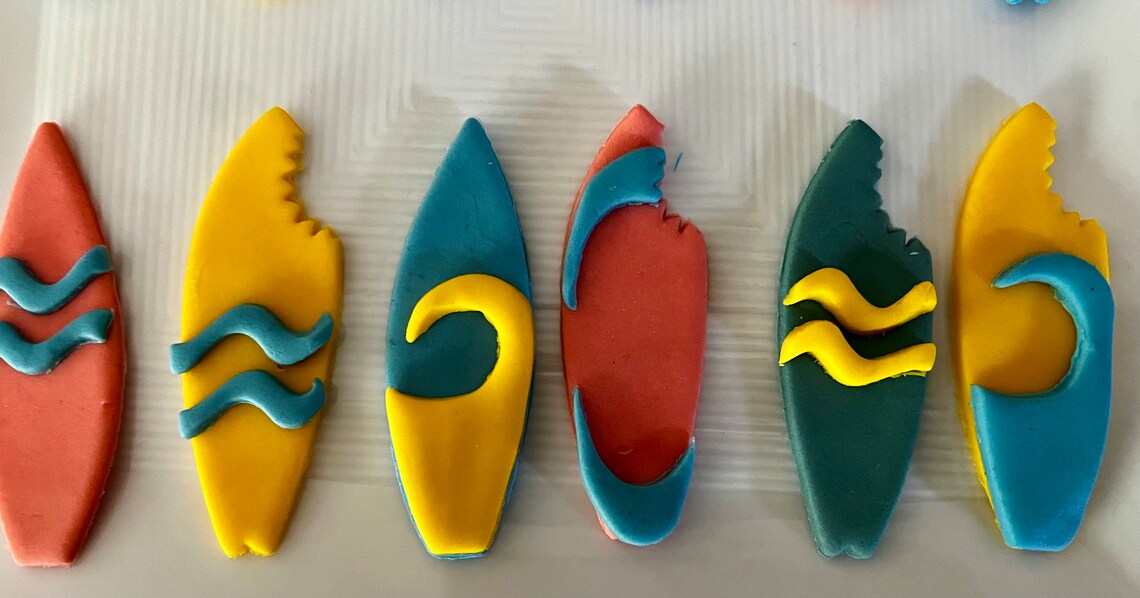 Summer Surfboard Beach Pool Fondant Cupcake Toppers - Etsy
