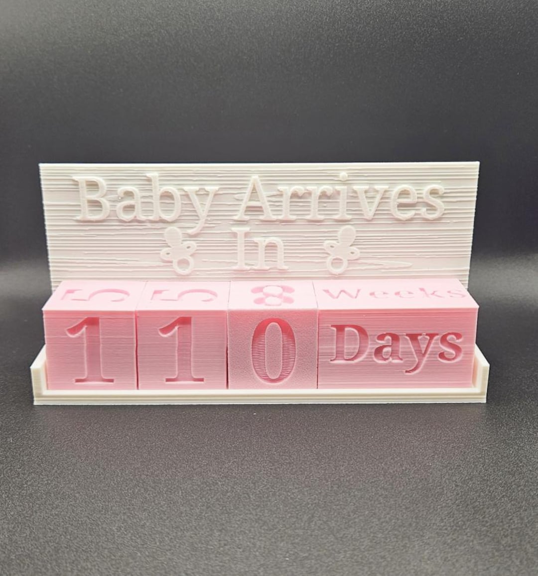 Baby Countdown Blocks, Woodgrain Look, Customizable, Countdown Days, Weeks, or Months, Great for ...